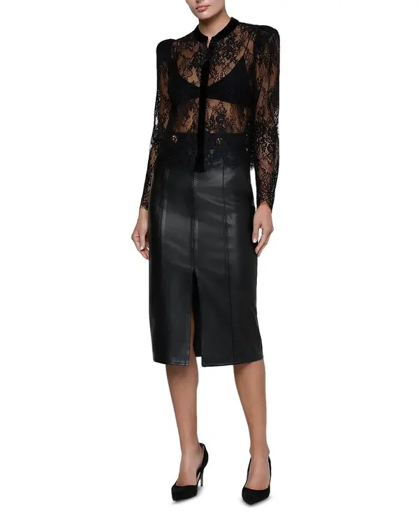 L'Agence Dorothea Velvet Trim Lace Blouse