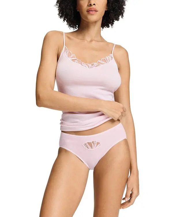 Hanro Rosaria High Cut Cotton Mesh Trim Brief