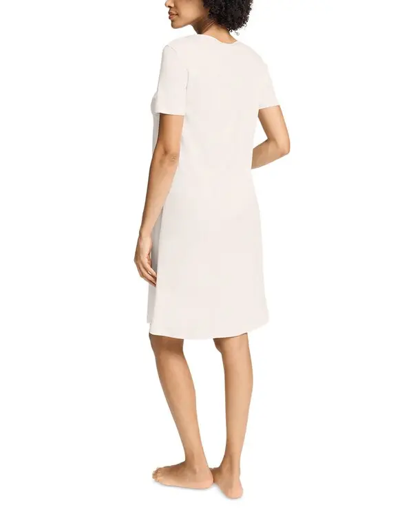 Hanro Short Sleeve Lace Trim Cotton Nightgown - Off White
