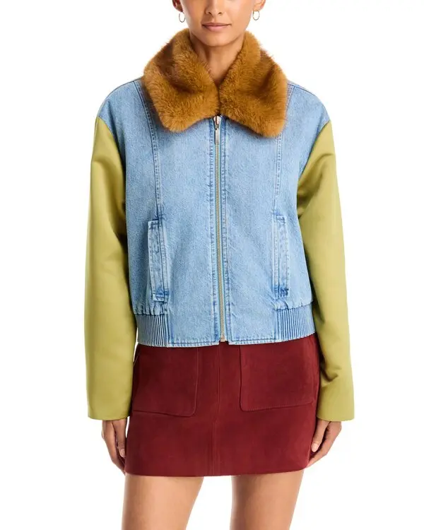 Tanya Taylor Rue Faux Fur Collar Jacket