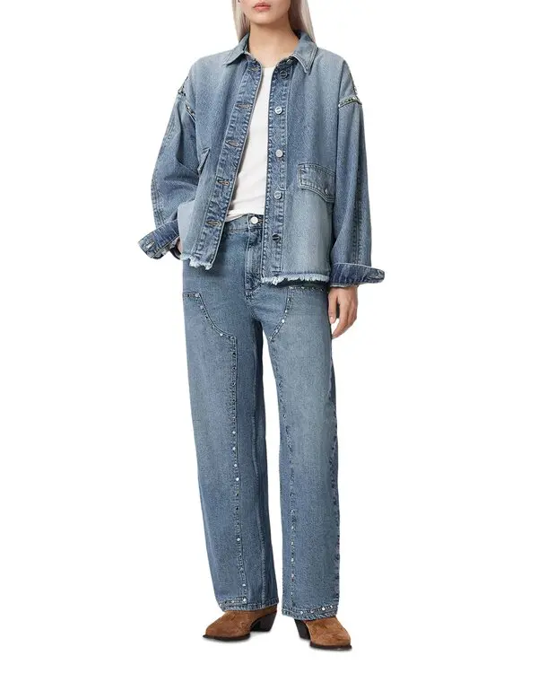 ALLSAINTS Sadie High Rise Studded Ankle Barrel Jeans