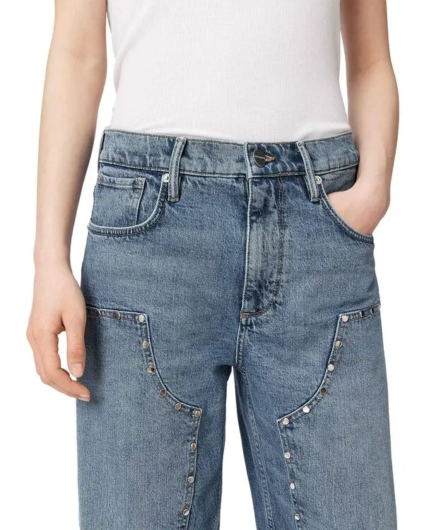 ALLSAINTS Sadie High Rise Studded Ankle Barrel Jeans