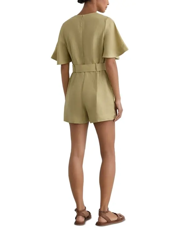 REISS Sansi Linen Belted Romper