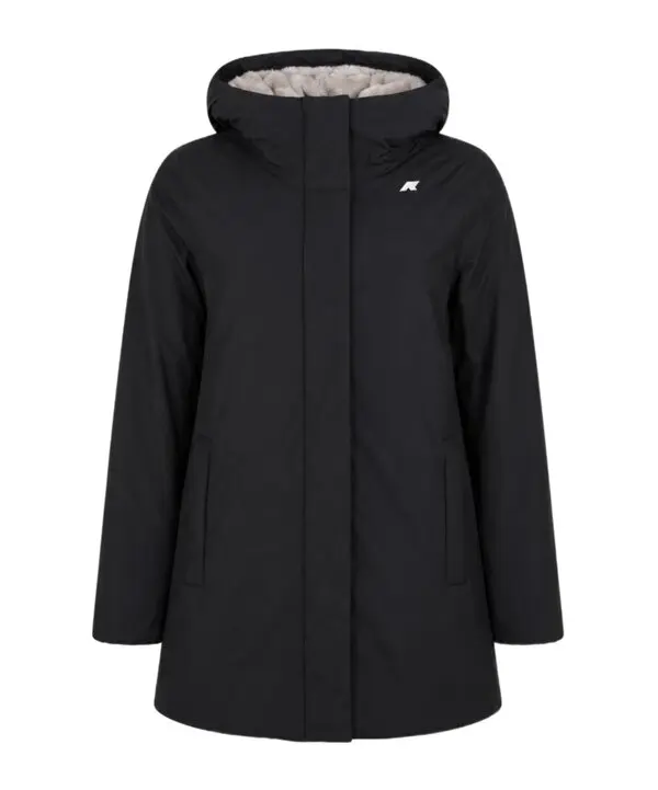 K-WAY Hooded Fleece-lined Coat - Black
