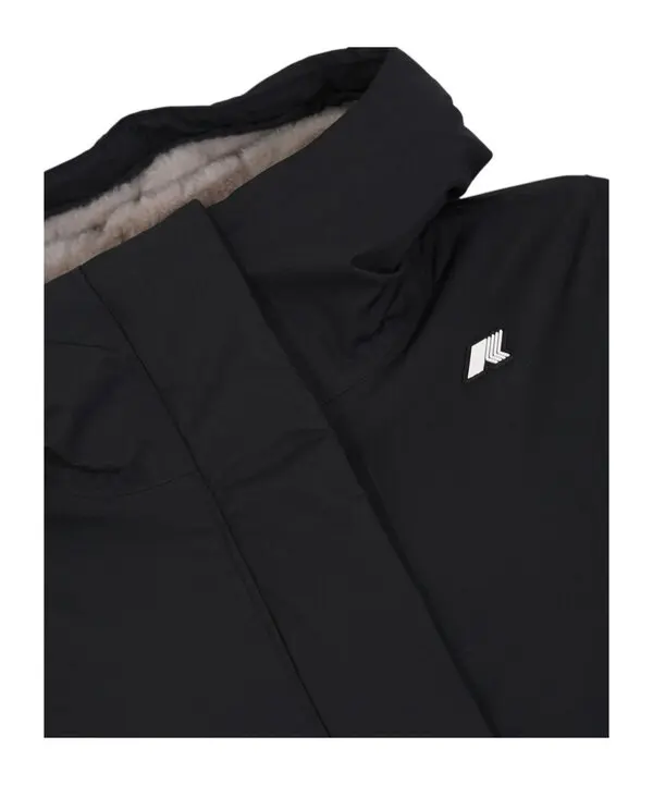 K-WAY Hooded Fleece-lined Coat - Black