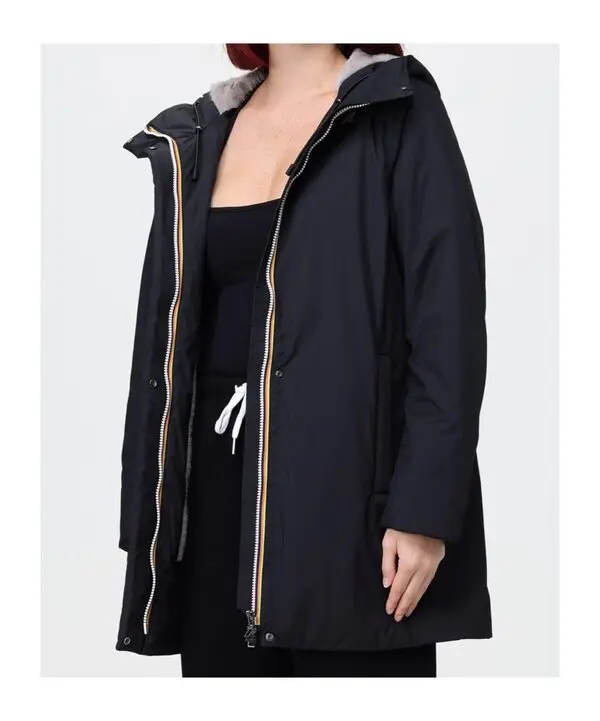 K-WAY Hooded Fleece-lined Coat - Black