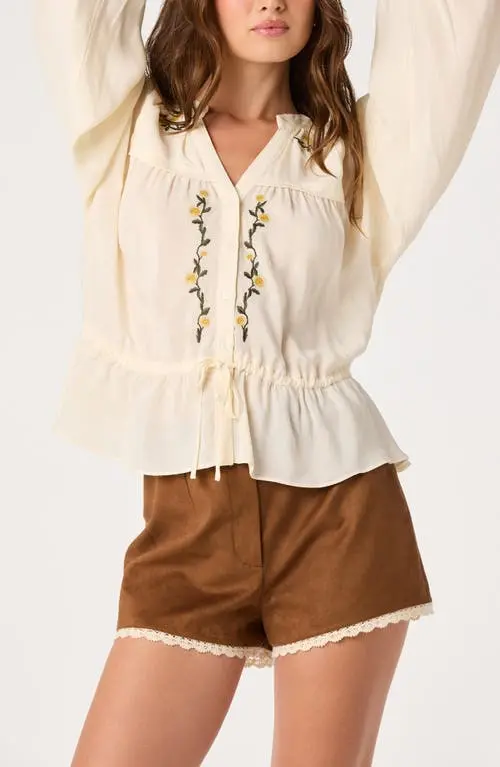 Astr The Label Kya Lace Trim Faux Suede Shorts