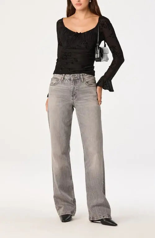 Astr The Label Belsie Burnout Mesh Top