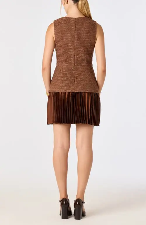 Astr The Label Allyson Tweed & Satin Pleated Minidress