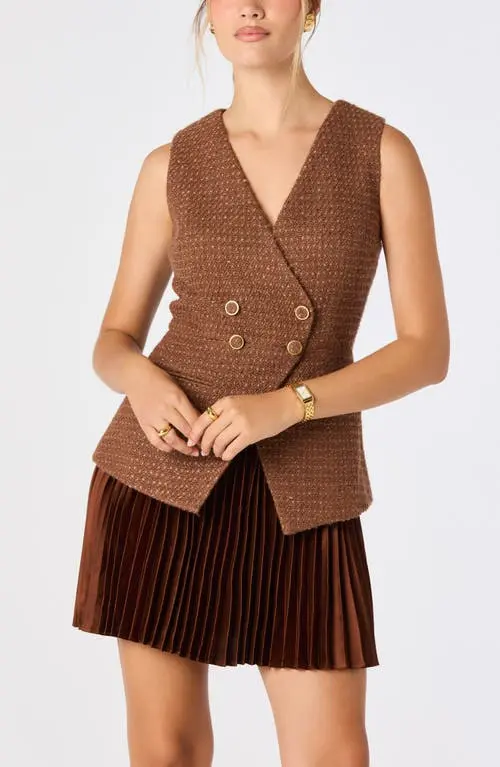 Astr The Label Allyson Tweed & Satin Pleated Minidress