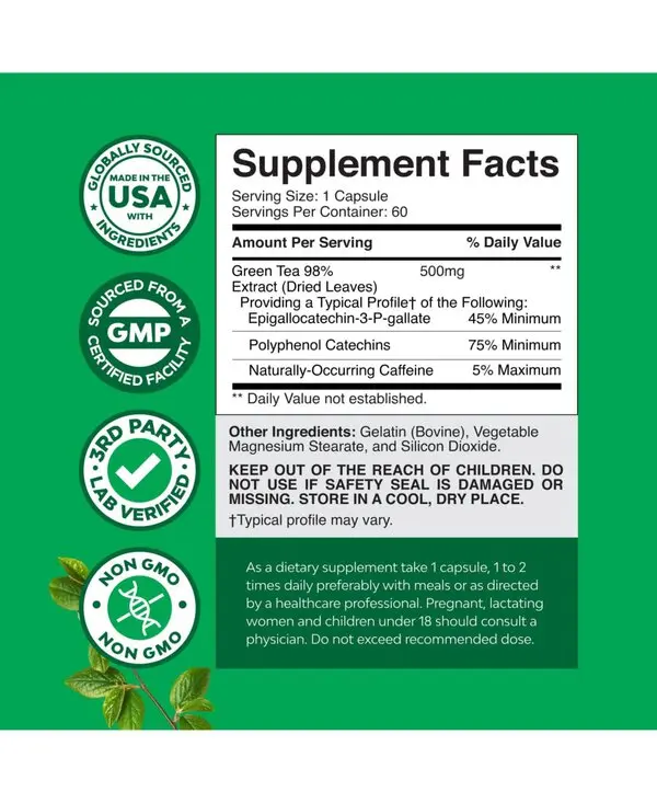 NATURE'S CRAFT Green Tea Extract Capsules 500mg