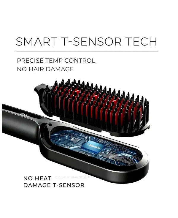 TYMO BEAUTY Ionic Plus Hair Straightening Brush - Black