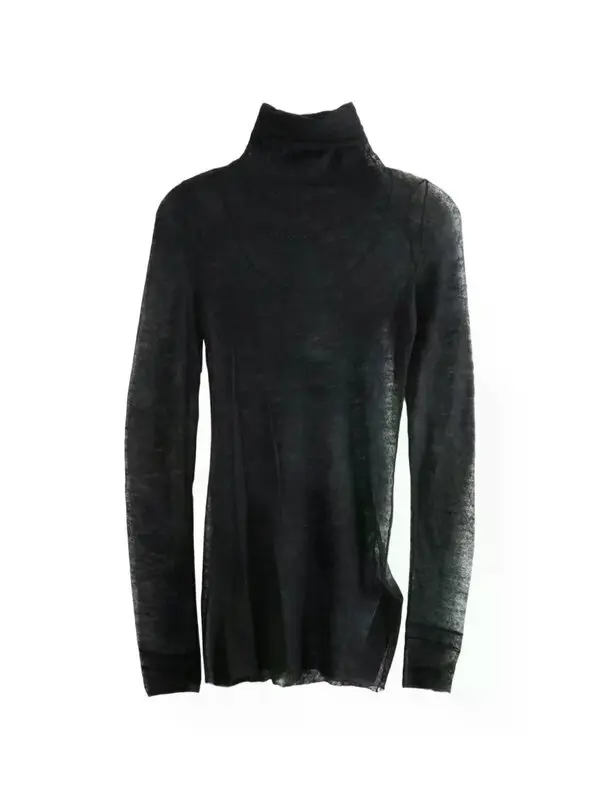 YEHUAFAN Semi-sheer Roll-neck Top