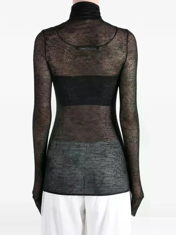 YEHUAFAN Semi-sheer Roll-neck Top
