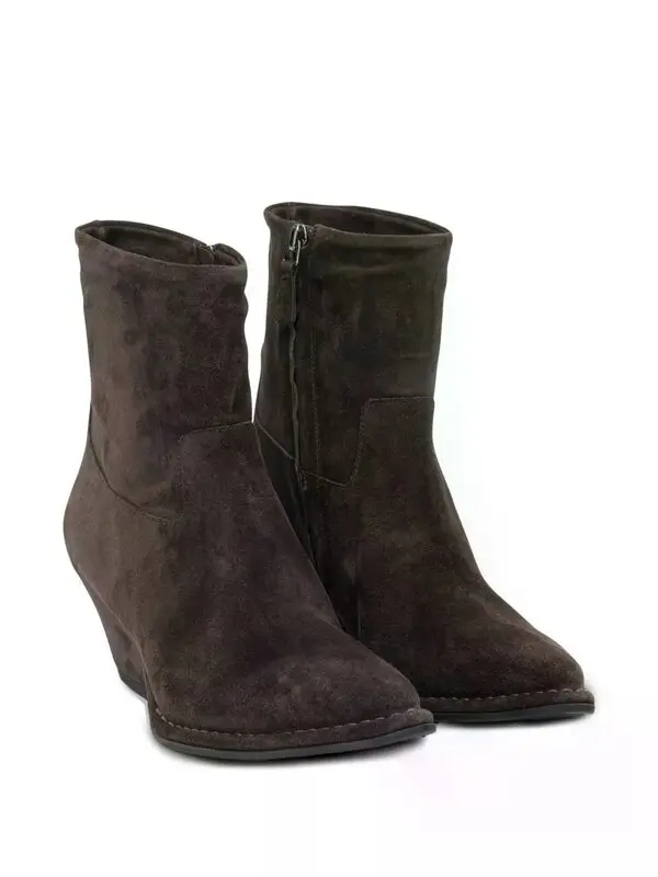 DEL CARLO Suede Pointed-toe Boots - Brown
