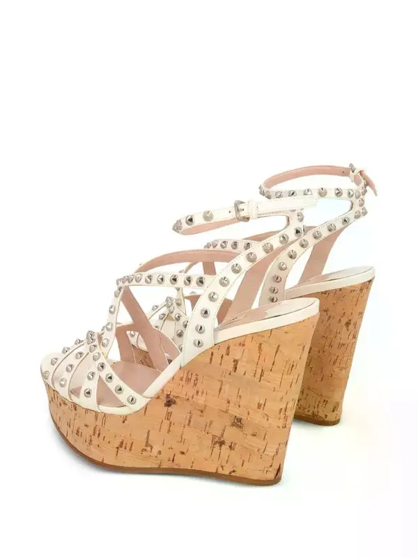 Miu Miu Stud-embellished Wedge Heeled Sandals