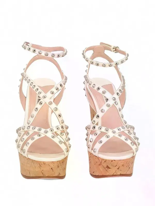 Miu Miu Stud-embellished Wedge Heeled Sandals