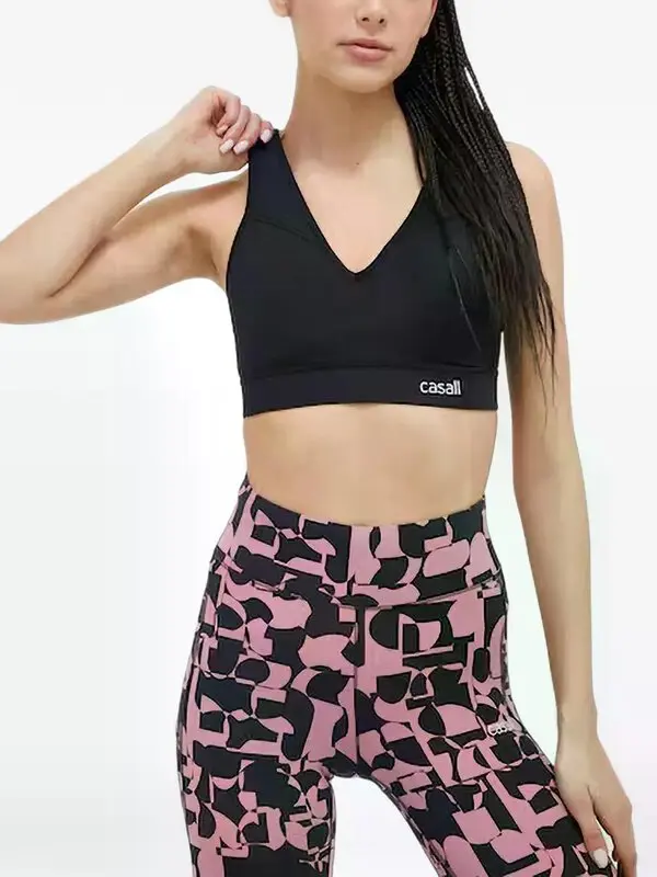 CASALL V-neck Logo-patch Sports Bra