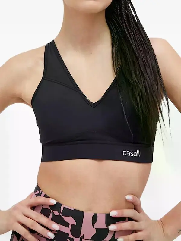 CASALL V-neck Logo-patch Sports Bra
