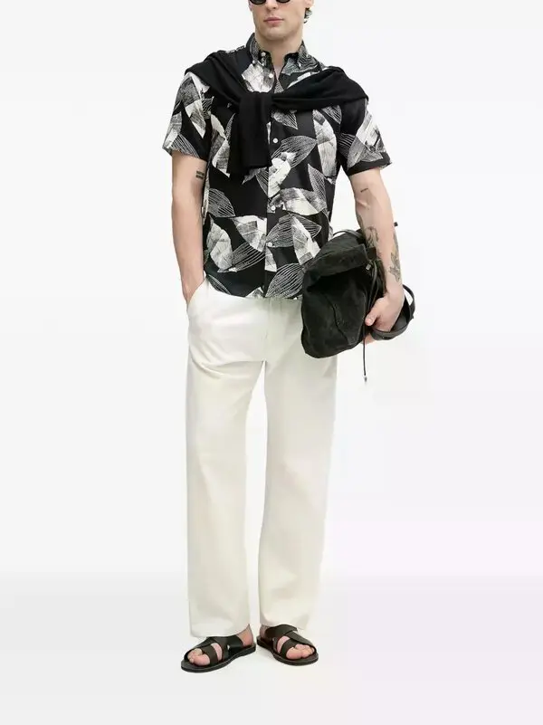 Lindbergh Leaf-print Short-sleeve Shirt