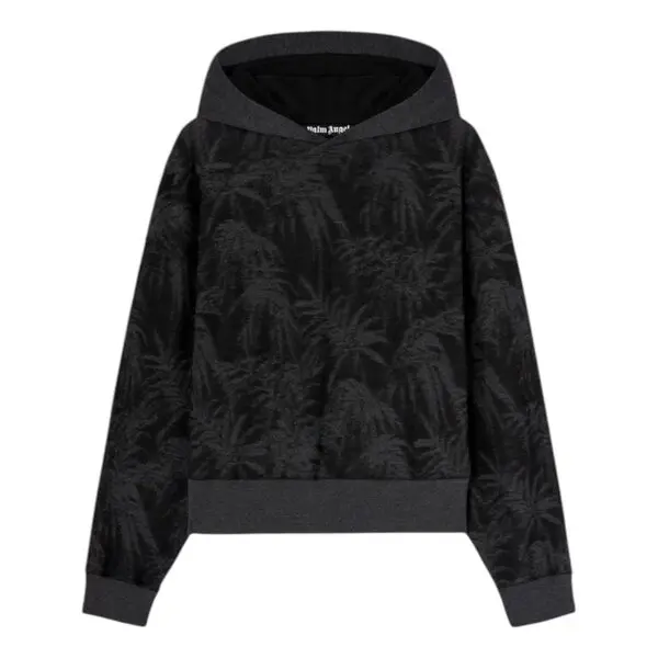 Palm Angels Palms Curved Logo Hoodie 'gray - Gray/black
