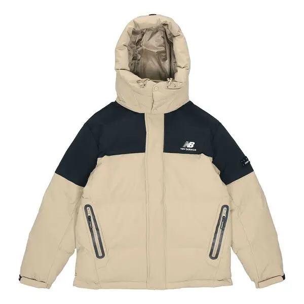NEW BALANCE Winter Classic Down Jacket Asia Sizing 'beige Black - Beige/white/black