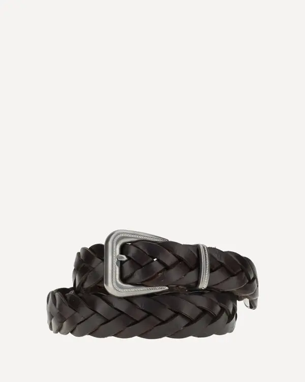 Brunello Cucinelli Woven Leather Belt Feale - Brown