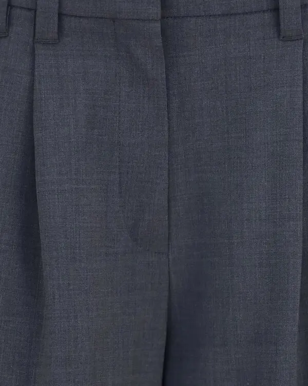 Brunello Cucinelli Tropical Wool Tailored Pants With Monili Detail