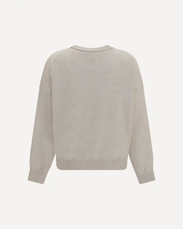 Brunello Cucinelli Cahmere Weater With Monili Chain - Beige