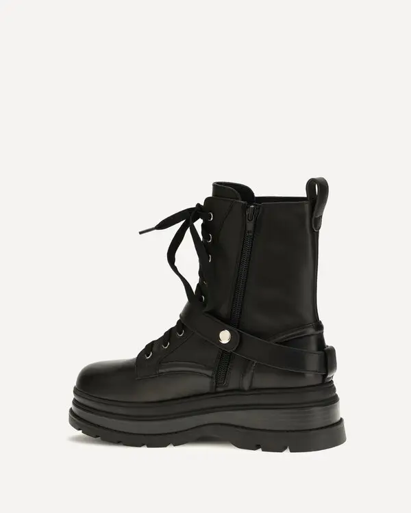 Pinko Eva Lace-up Leather Ankle Boots