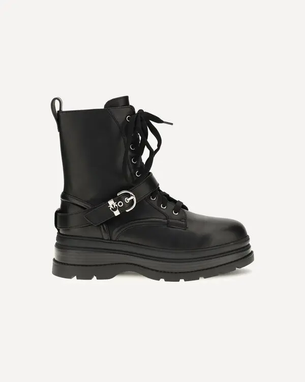 Pinko Eva Lace-up Leather Ankle Boots