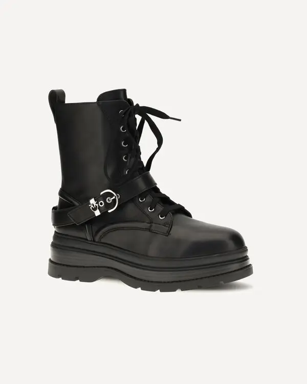 Pinko Eva Lace-up Leather Ankle Boots