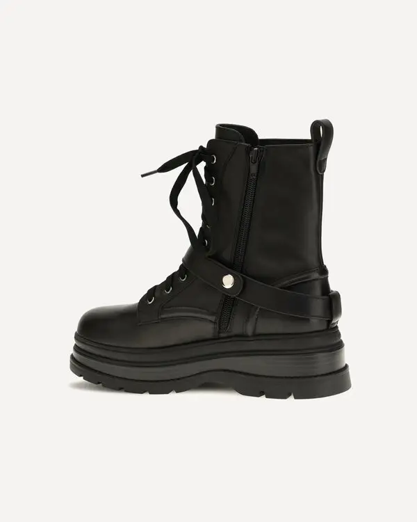 Pinko Eva Lace-up Leather Ankle Boots