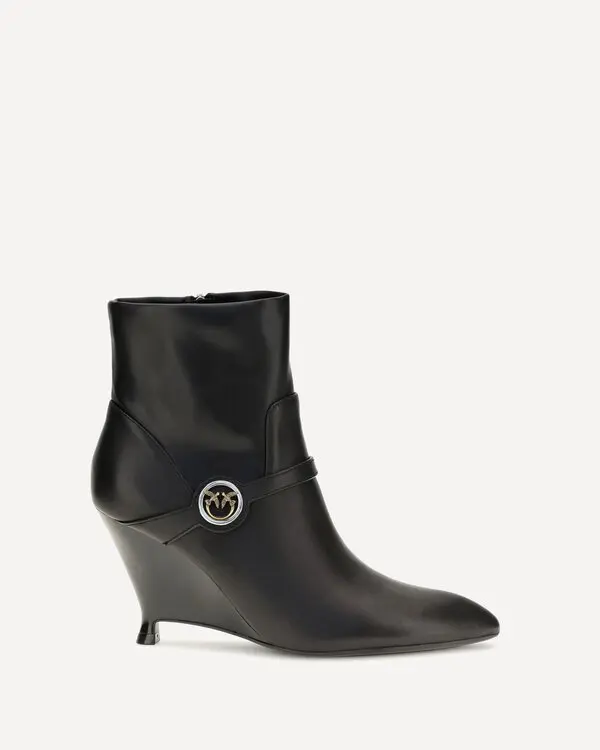 Pinko Gwen Leather Ankle Boots - Black