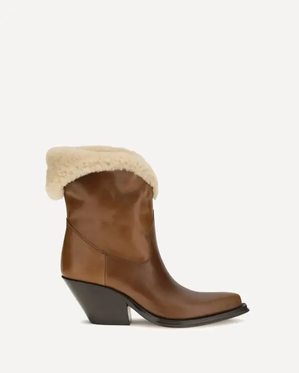 Chloé Azelan Fur-lined Ankle Boots - Brown
