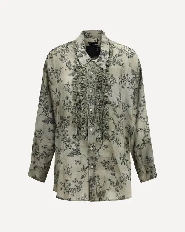 R13 V-neck Ruffle Shirt