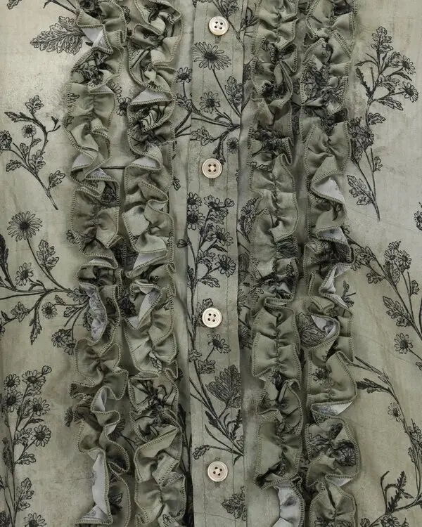 R13 V-neck Ruffle Shirt