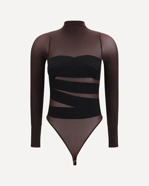 Wolford Infinite Wrap String Bodysuit Feale - Brown