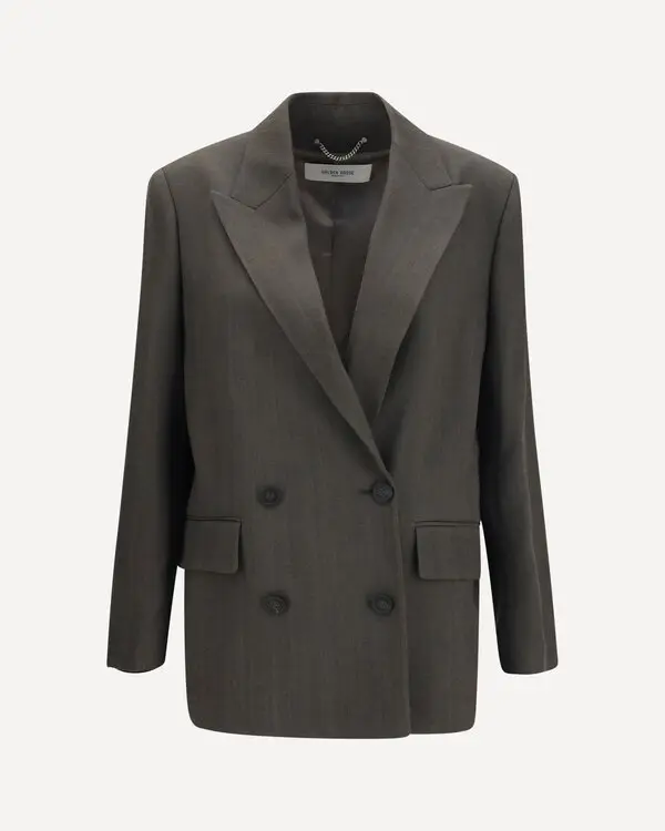 GOLDEN GOOSE Double-breasted Blazer With Drawstring - Green