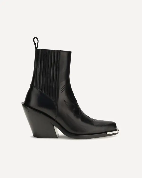 Rabanne Leather Cowboy Ankle Boots