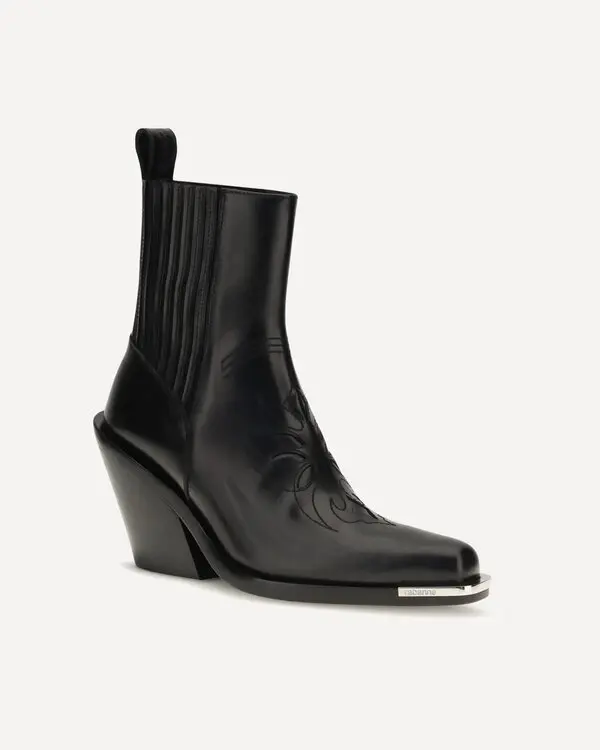 Rabanne Leather Cowboy Ankle Boots