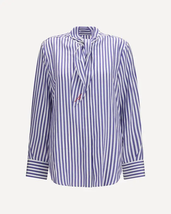 Givenchy Silk Striped Cocoon Shirt With Bow