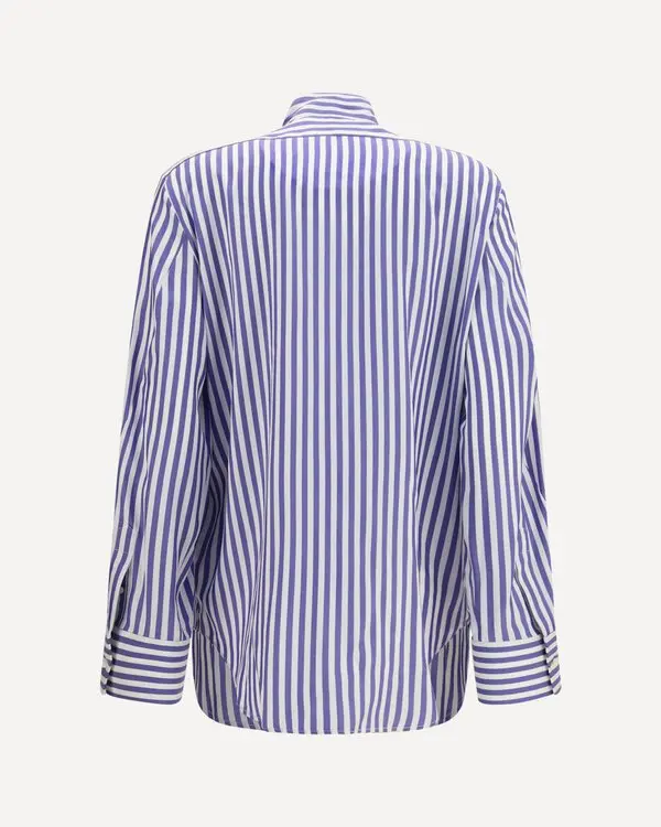 Givenchy Silk Striped Cocoon Shirt With Bow