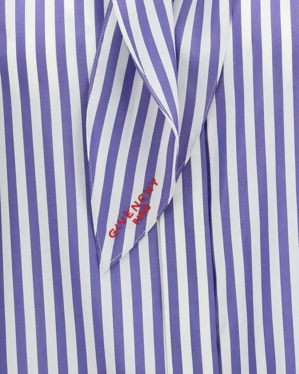 Givenchy Silk Striped Cocoon Shirt With Bow