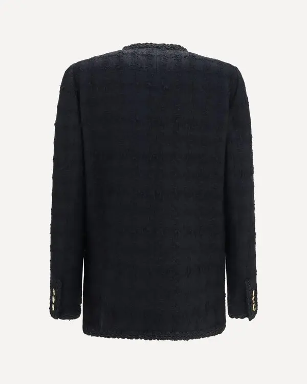 Alessandra Rich Double-breasted Checked Bouclé Tweed Jacket