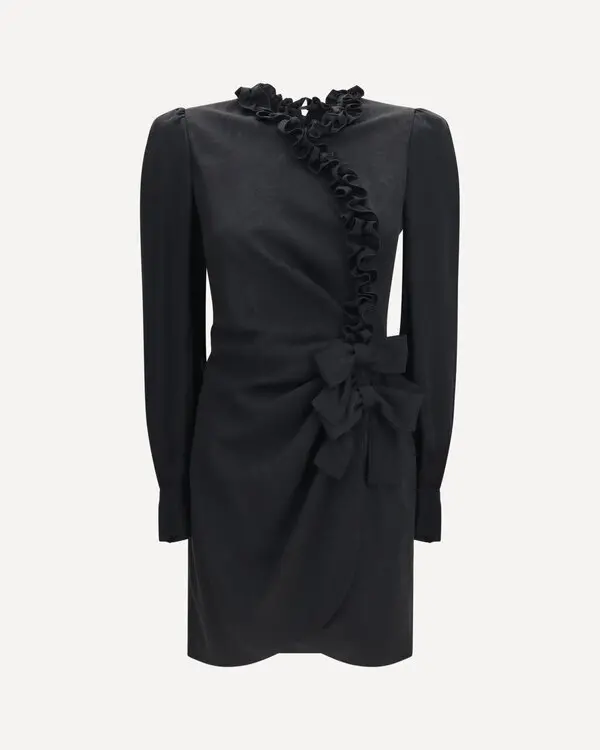 Alessandra Rich Silk Jacquard Mini Dress With Ruffles