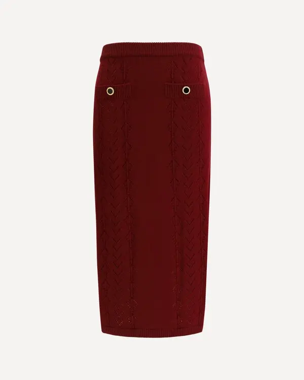 Alessandra Rich Merino Wool Midi Skirt