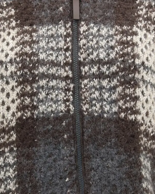 Brunello Cucinelli Checked Woo Zip Cardigan Femae