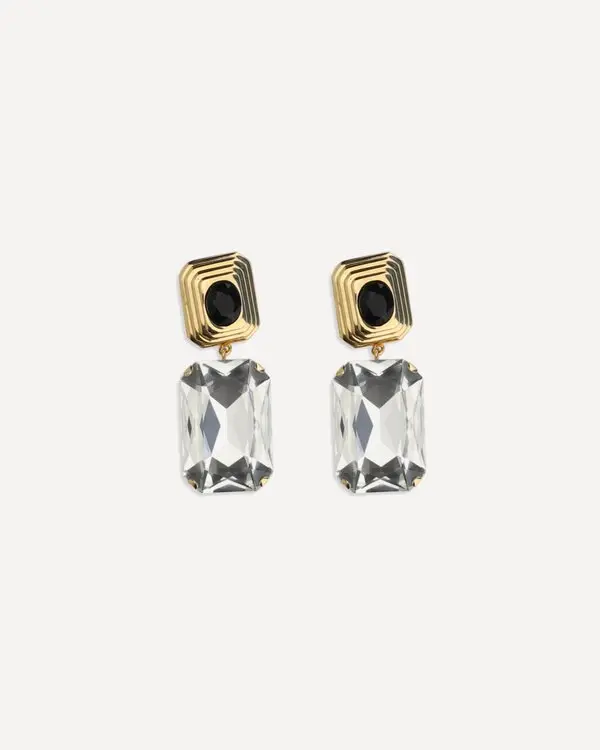 Alessandra Rich Clip-on Earrings With Crystal Drop - Gold