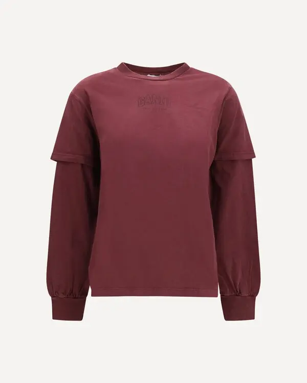 GANNI Future Heavy Jerey Long-leeve T-hirt - Bordeaux